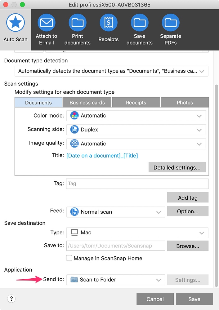 ScanSnap Home no longer prompting for save location, etc. after ...
